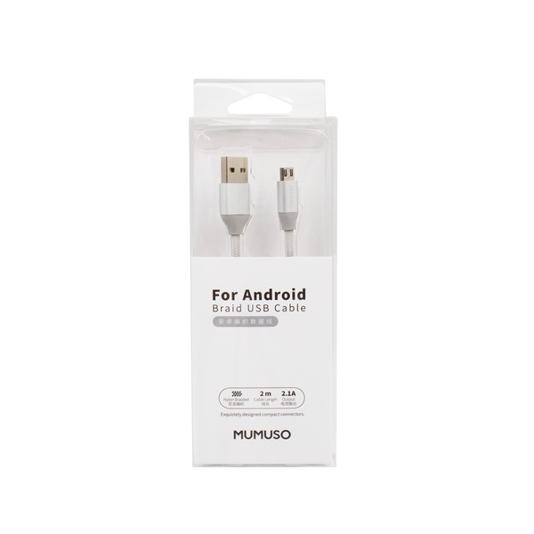 Android knitted USB cable silver2m – Mumuso Jordan